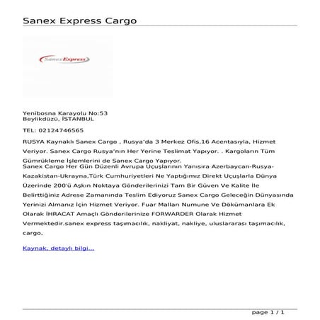 Sanex express-cargo | PDF