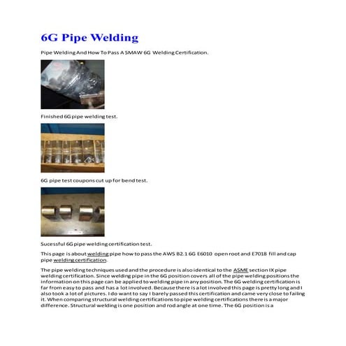 Weld Carbon Steel Pipe in 6G using SMAW | PPTX