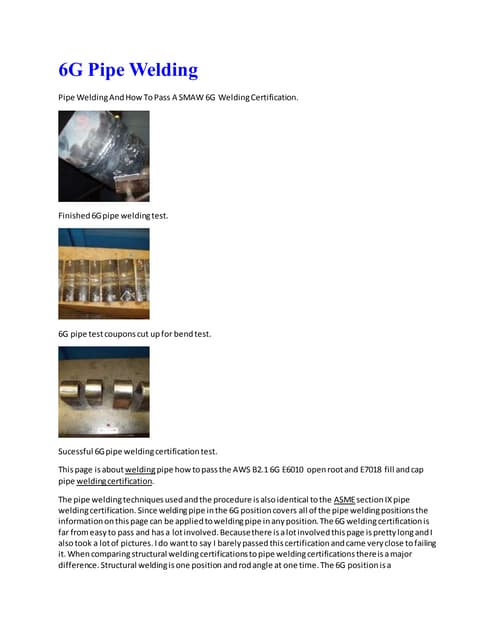 Tips: Weld steel pipe in 6G using smaw | PPTX