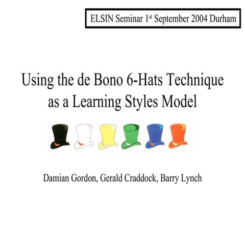 Using the de Bono 6-Hats Technique as a Learning Styles Model | PPT