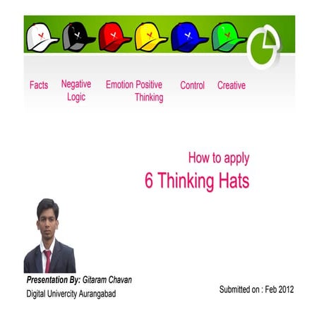 De bonos six thinking hats powerpoint presentation templates