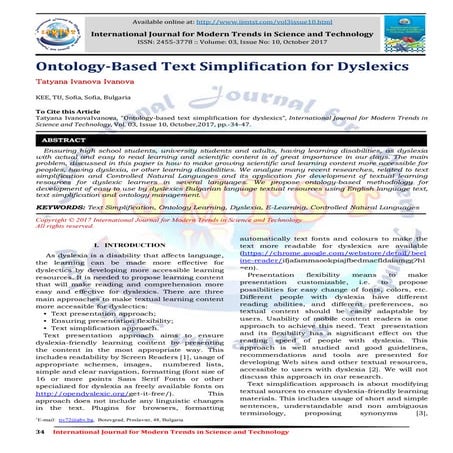 Ontology-Based Text Simplification for Dyslexics | PDF