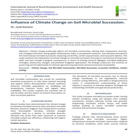 Influence of Climate Change on Soil Microbial Succession. | PDF