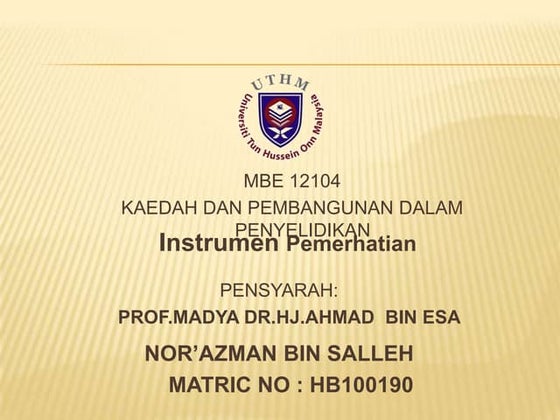 Kaedah pengumpulan data pemerhatian | PPTX