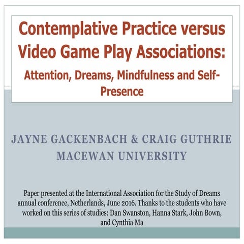 Contemplative practice versus video game play associations | PPTX