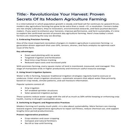 Revolutionize Your Harvest: Proven Secrets Of Its Modern Agriculture ...