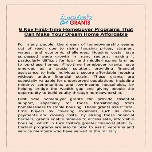 6 Key First-Time Homebuyer Programs That Can Make Your Dream Home ...