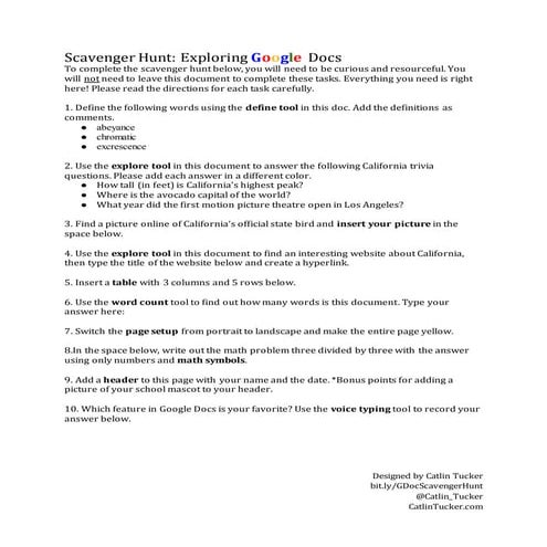 google scavenger hunt for students | PDF