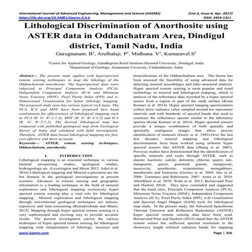 lithological discrimination of anorthosite using aster data in ...