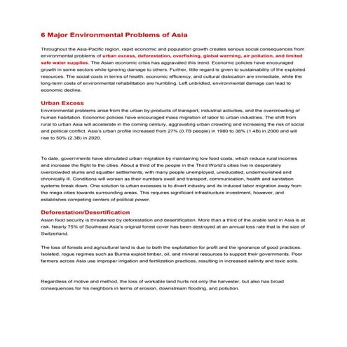 6 major environmental problems of asia | PDF