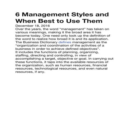 6 management styles and when best to use them | PDF