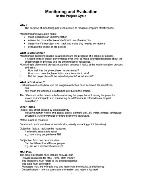 7 M&E: Indicators | PPT | Business | Business and Finance