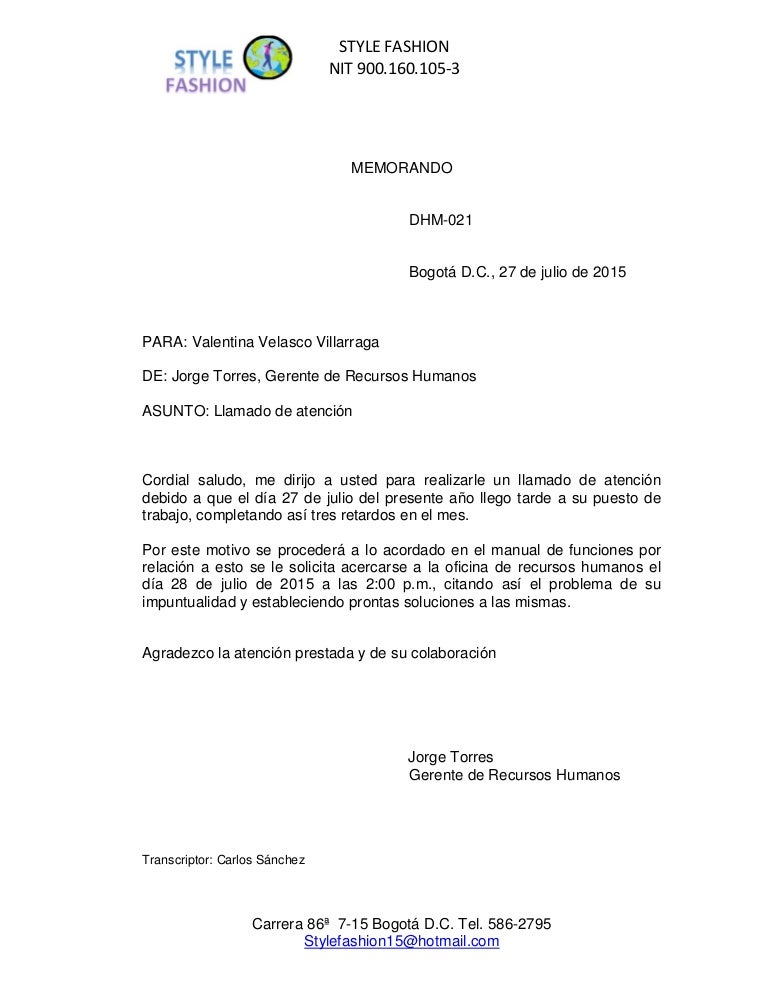 Ejemplo De Memorando