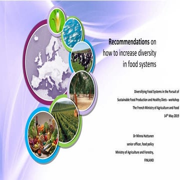 Presentation of recommendations on how to increase diversity in food ...