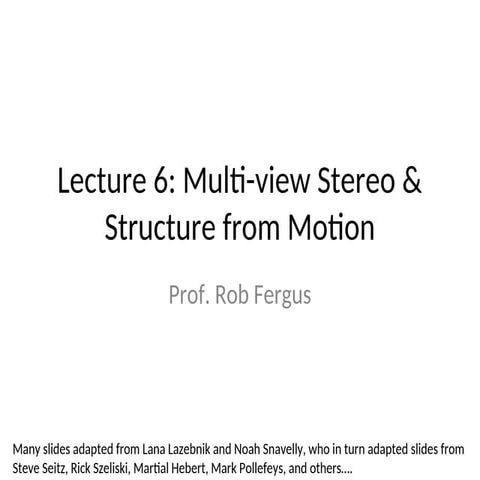 Multi-view Stereo and Structure from Motion | PPT