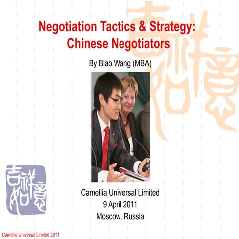 Negotiation Tactics And Strategy Chinese Negotiators | PPT