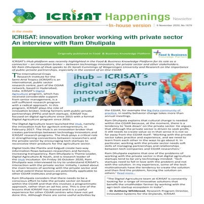 ICRISAT agtech incubatee BharatAgri raises US$ 2 million | PDF