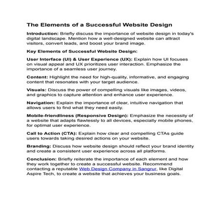 Crafting a Winning Website: Essential Design Elements | PDF