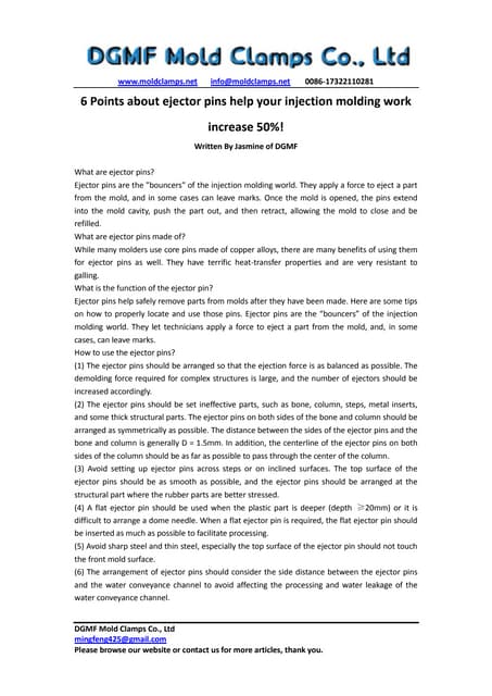 Basic requirements for plastic injection molded part design | PDF