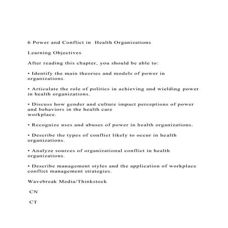 6 Power and Conflict in Health OrganizationsLearning Obje.docx