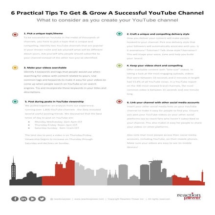 6 Practical Tips To Creating A Successful YouTube Channel checklist | PDF