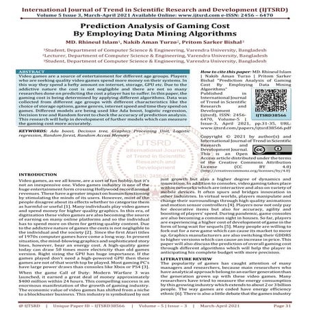 Prediction Analysis of Gaming Cost By Employing Data Mining Algorithms | PDF