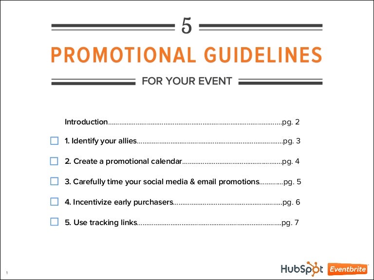 6) promotional guidelines for your event