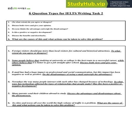 6 Question Types For IELTS Writing Task 2 | PDF