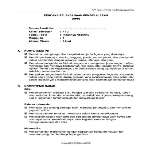 [6] rpp sd kelas 4 semester 2 indahnya negeriku www.sekolahdasar.web.id ...