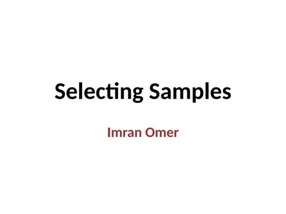 Introduction to Biostatistics and types of sampling methods | PPT