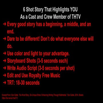 6 shot story project #2 | PPTX | Video Production | Content Production