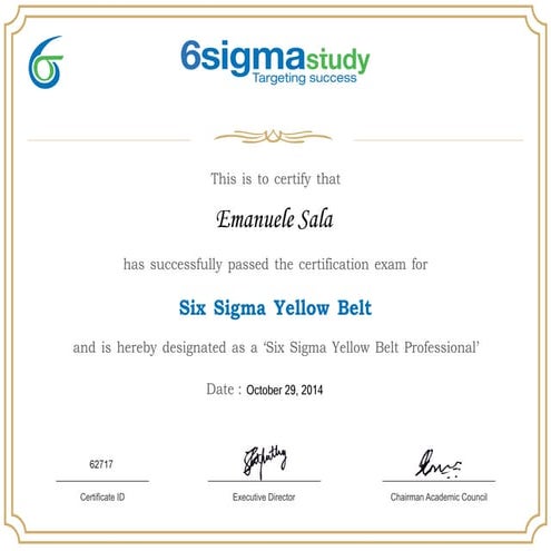 Six Sigma certification - Yellow Belt | PDF