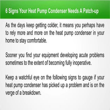 6 signs your heat pump condenser needs a patch up | PPT