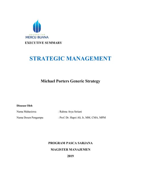 Strategi generik porter | PPTX
