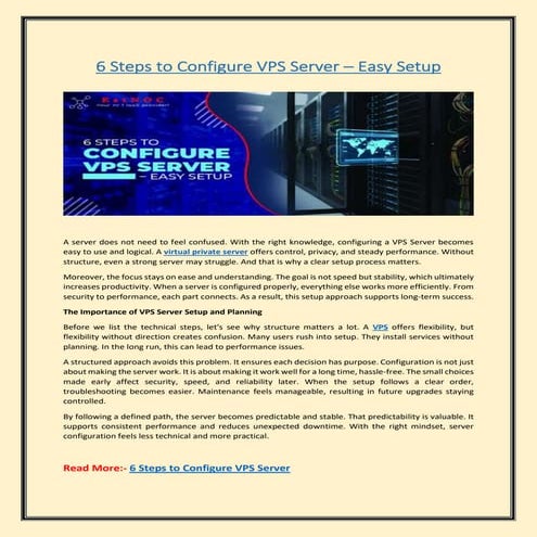 6 Steps to Configure VPS Server – Easy Setup | PDF