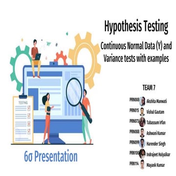 Hypothesis Testing - Continuous Normal Data (Y) and Variance tests with ...