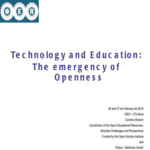 Technology and Education: The emergency of Openness | PPT