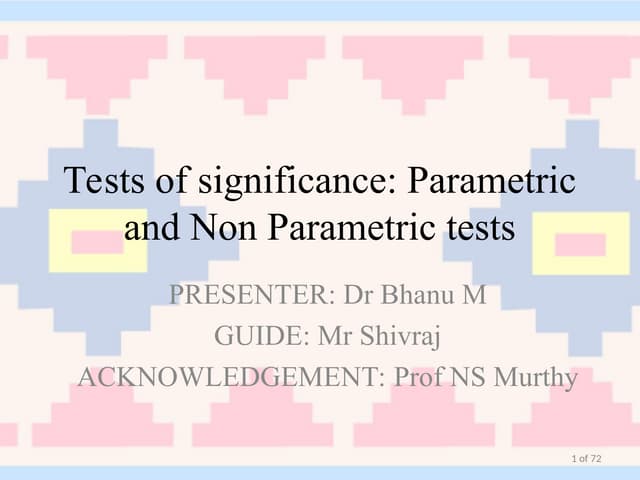 6tests Of Significance Parametric And Non Parametric Tests Ppt