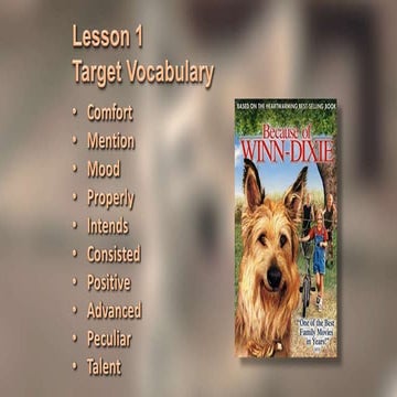 6th - Lesson 1 - Because of Winn Dixie | PPT