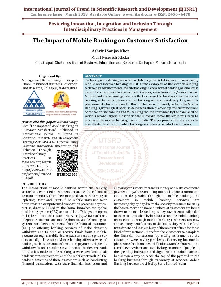 The Impact Of Mobile Banking On Customer Satisfaction