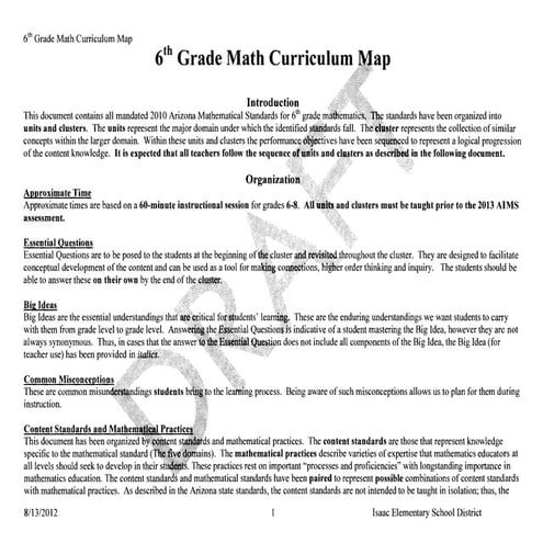 6th Grade Math Curriculum Map | PPT