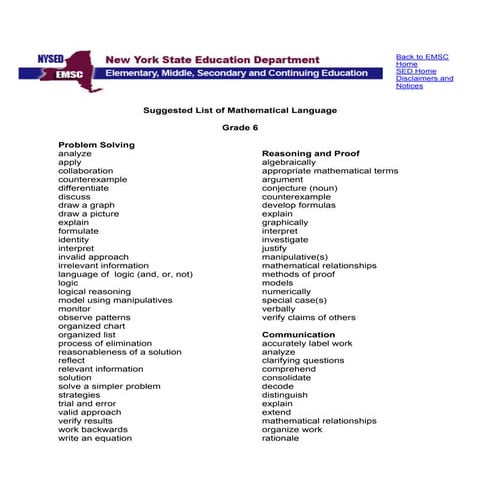 6th Grade Math Vocab | PDF | Education