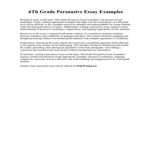 6Th Grade Persuasive Essay Examples.pdf