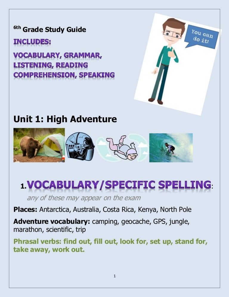 6th grade study guide unit 1