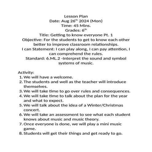6th Grade week 1 Lesson Plan for music.docx