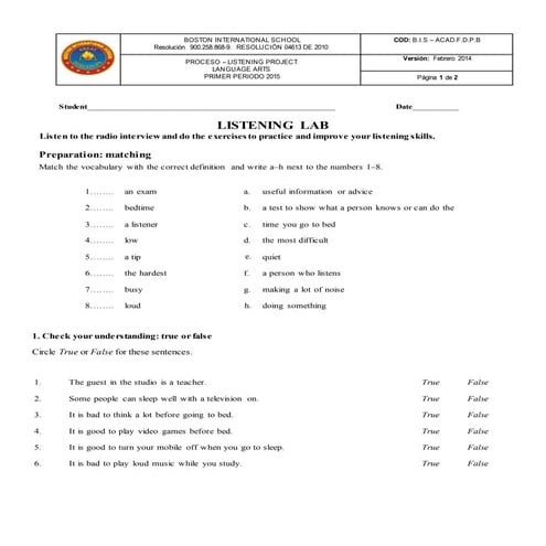 6th listening lab | DOCX