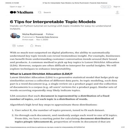 6 Tips For Interpretable Topic Models By Nicha Ruchirawat Towards Data Science Pdf