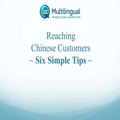 6 Tips to Reach Chinese Customers | PPT