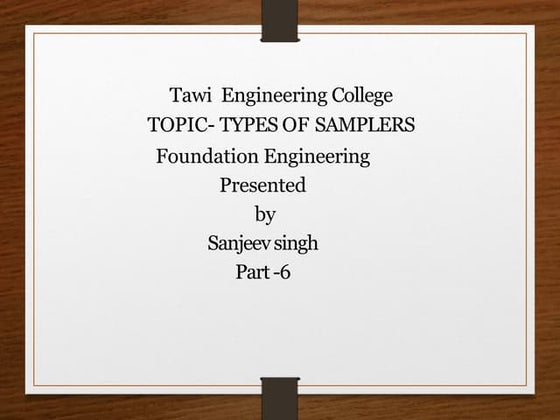 Types of samplers used in soil sampling | PPTX | Geology | Science