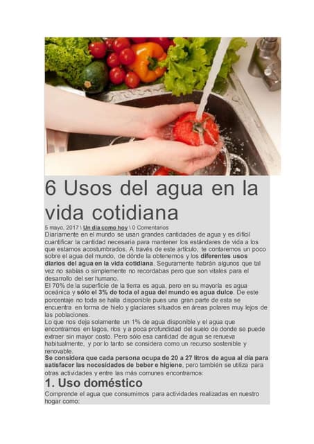El agua y sus usos | PPT